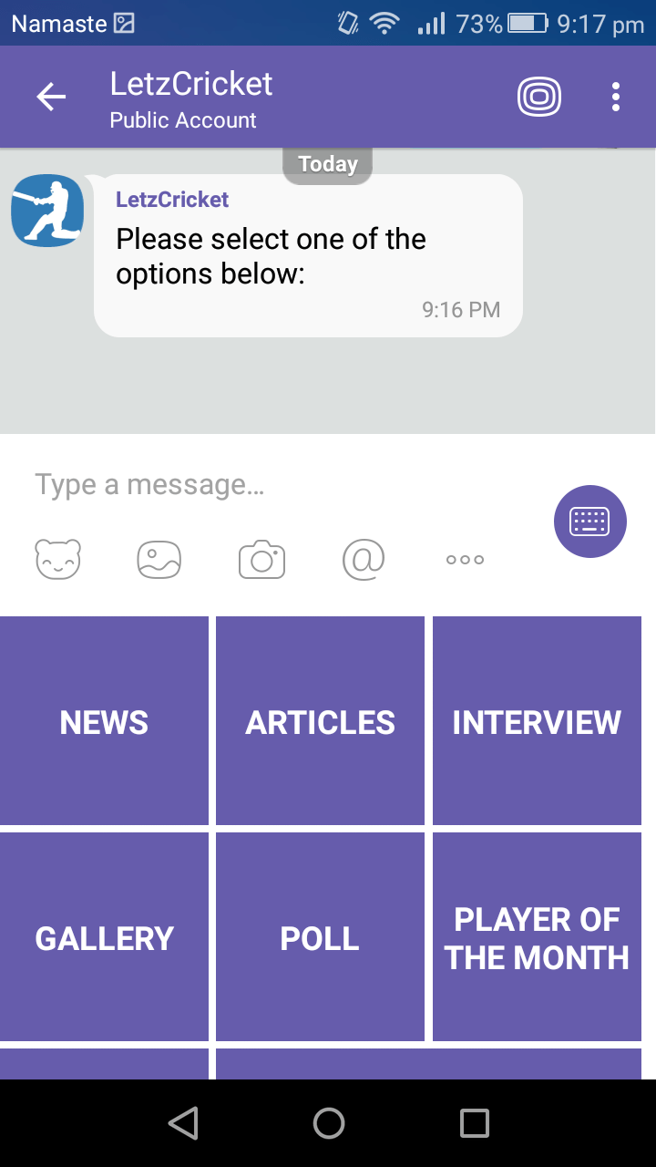 Sending structured message and keyboard menu in Viber chat bot - Youths Forum